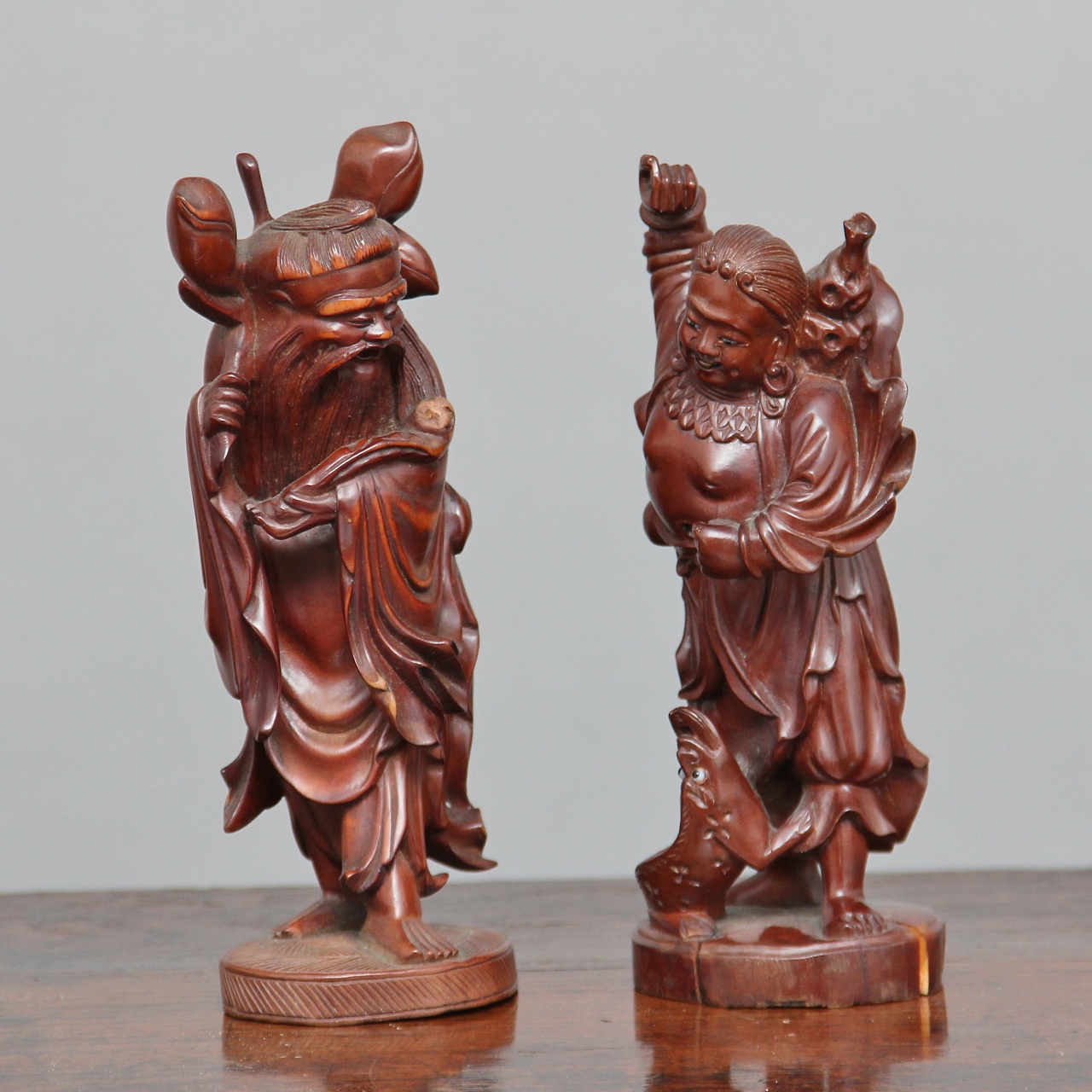 pair 19th Century Chinese root carvings | Martlesham Antiques