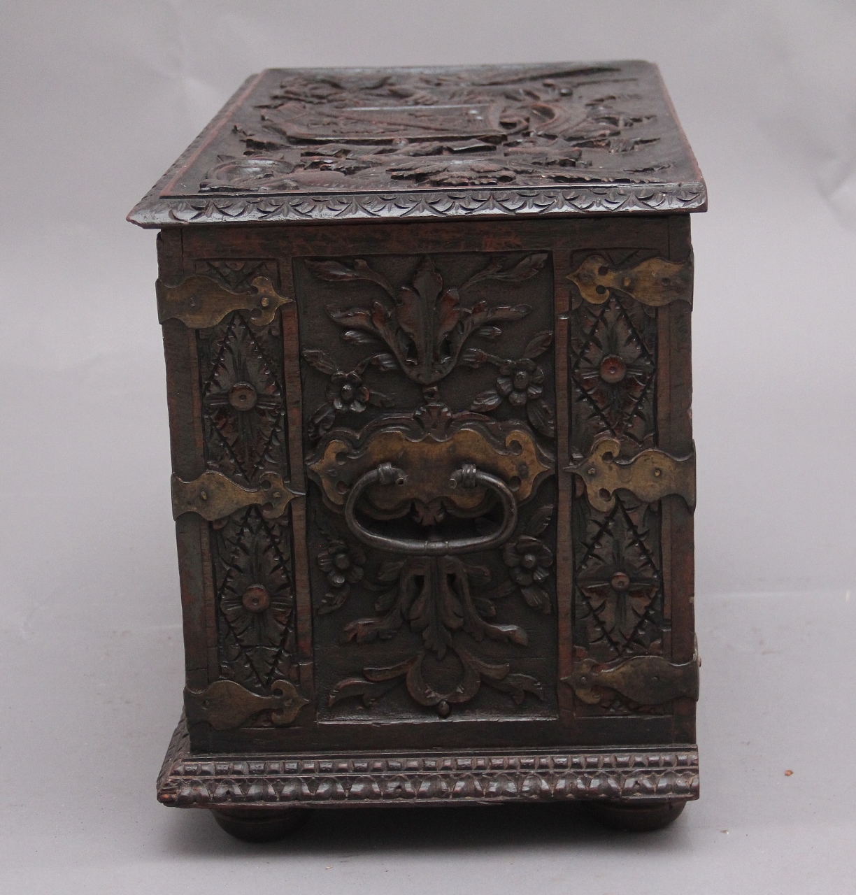 19th Century carved oak log box | Martlesham Antiques