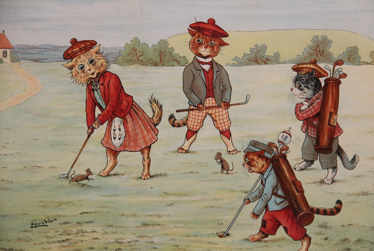 A set of four Louis Wain prints with the original frames | Martlesham ...