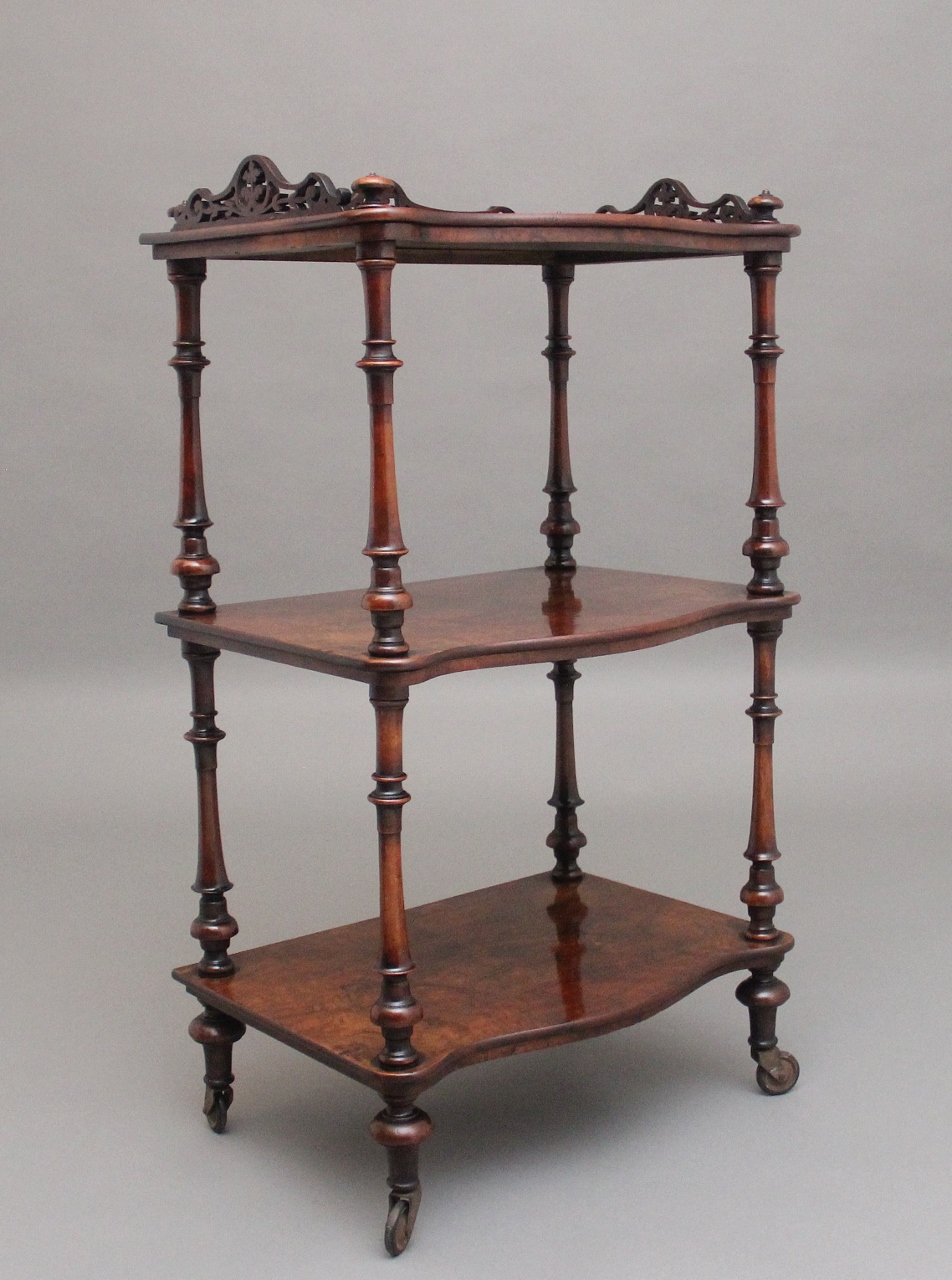 19th Century burr walnut whatnot | Martlesham Antiques